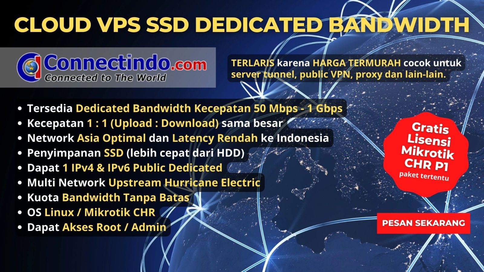 Cloud VPS Dedicated Bandwidth - Support Mikrotik CHR